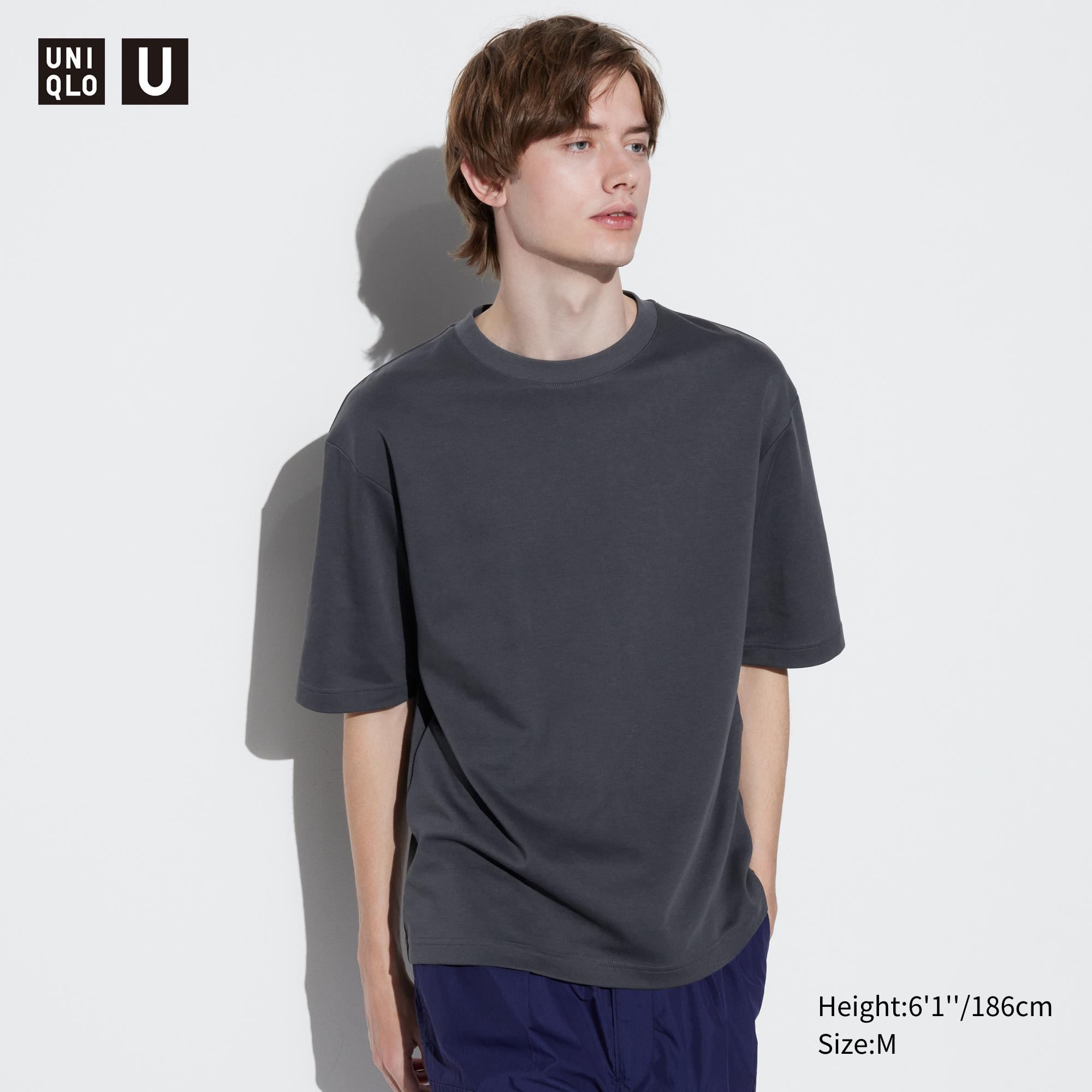 Мужская футболка UNIQLO AIRism Cotton Crew Neck Oversized T-Shirt ...
