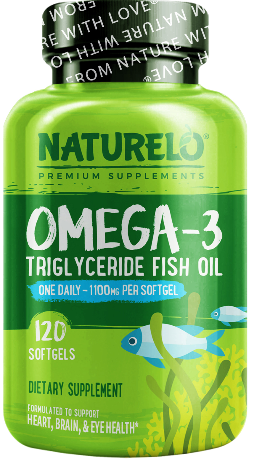 БАД NATURELO Omega-3 Triglyceride Fish Oil, 1100 мг, 120 мягких капсул ...