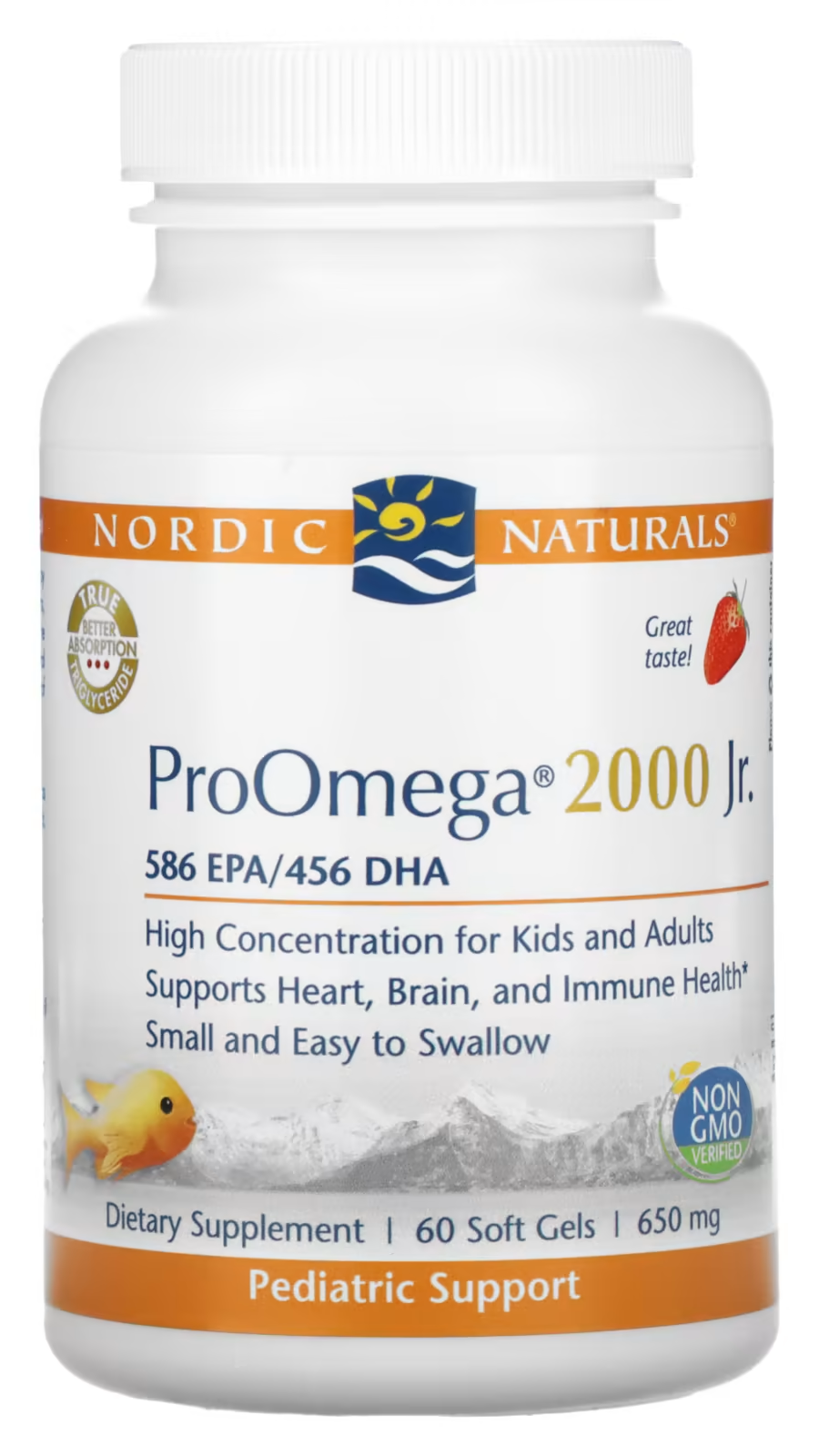БАД Nordic Naturals ProOmega 2000 Jr., Strawberry, 650 мг, 60 мягких ...