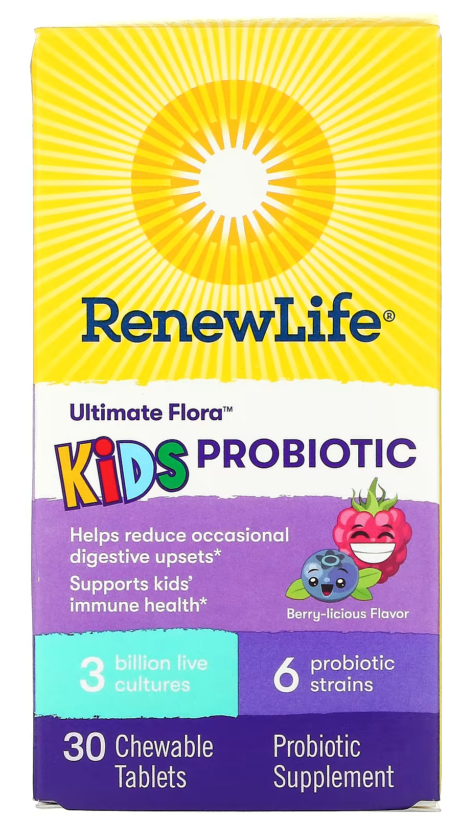 Пробиотик Renew Life Ultimate Flora, Kids Probiotic, Berry-licious, 3 ...
